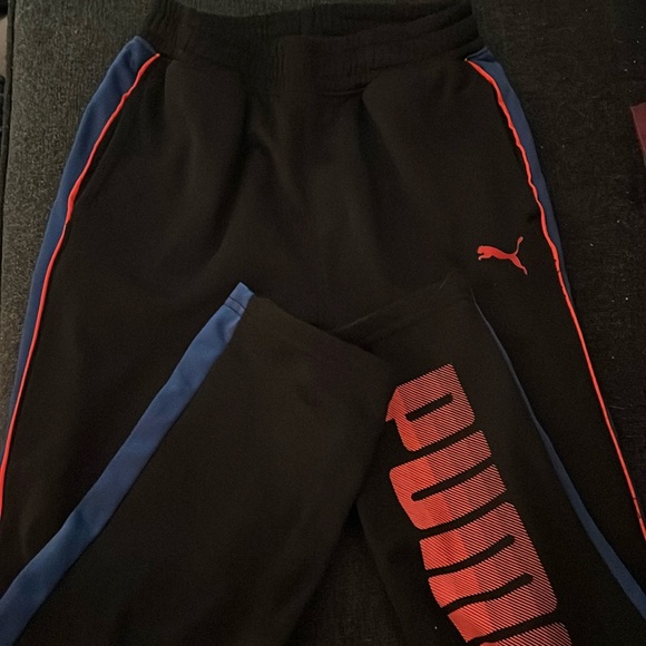 Puma | Bottoms | Boys Puma Pants In Black With Blue And Orange ...
